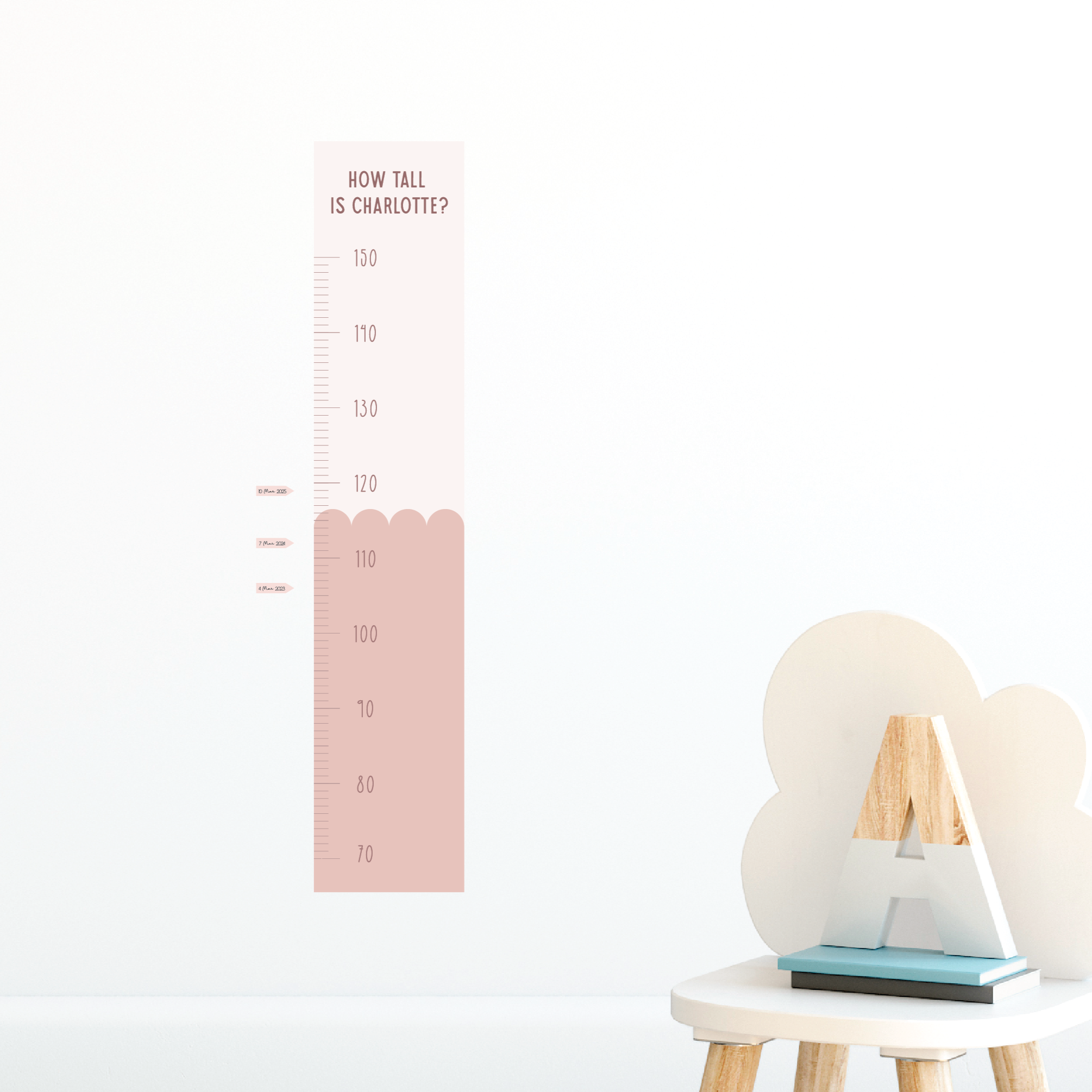 Urban Li'l Scallop Duo Colour Height Chart Fabric Decal